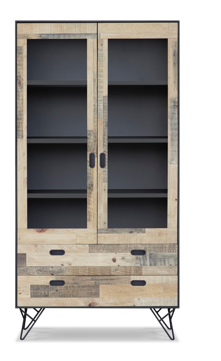 Escaparate doble en madera de pino reciclada sus patas en diseño v ...